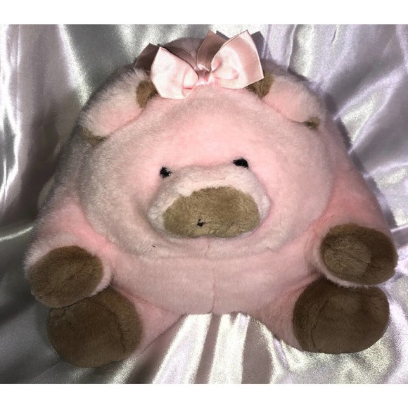 Unipak | Toys | Unipak Pig Pink Plush Round Like A Ball Tall Ribbon Bow ...
